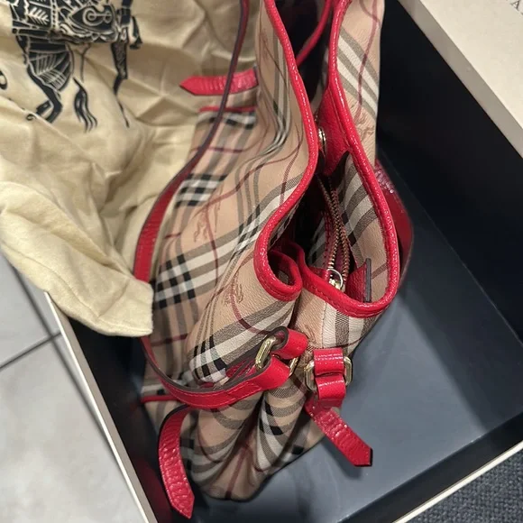 Burberry | Bags | Haymarket Patent Colours Small Canterbury Tote | Poshmark